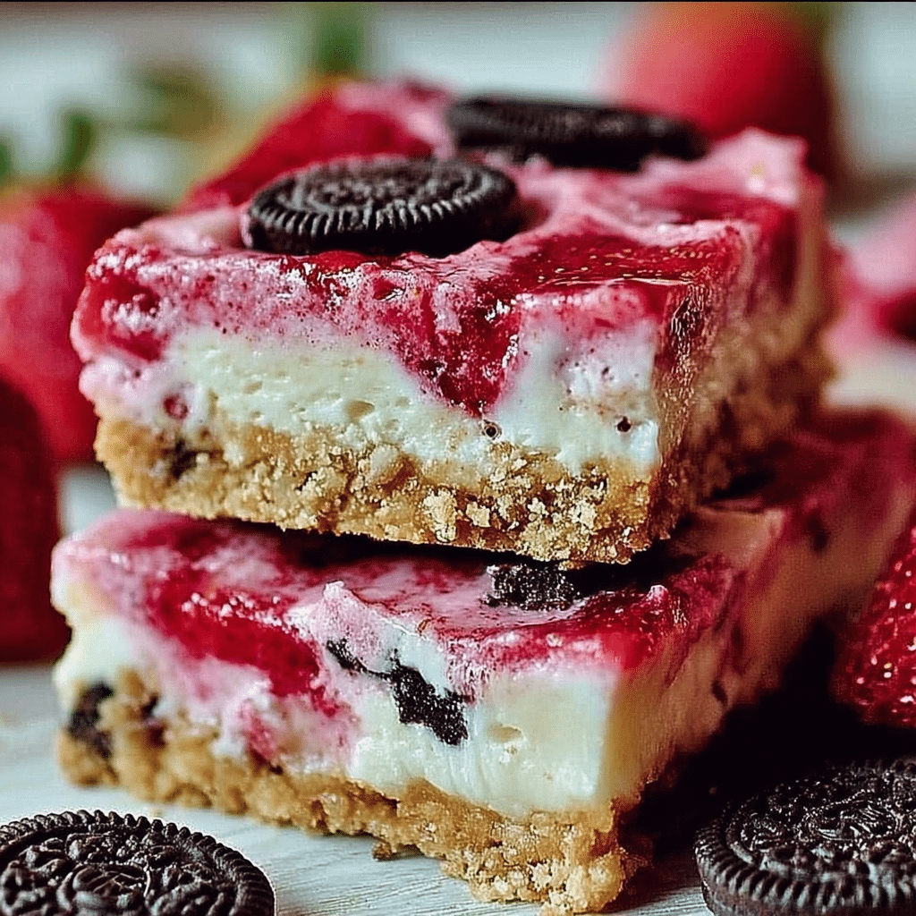 Strawberry Oreo Cheesecake Bars - Eazy Dishes