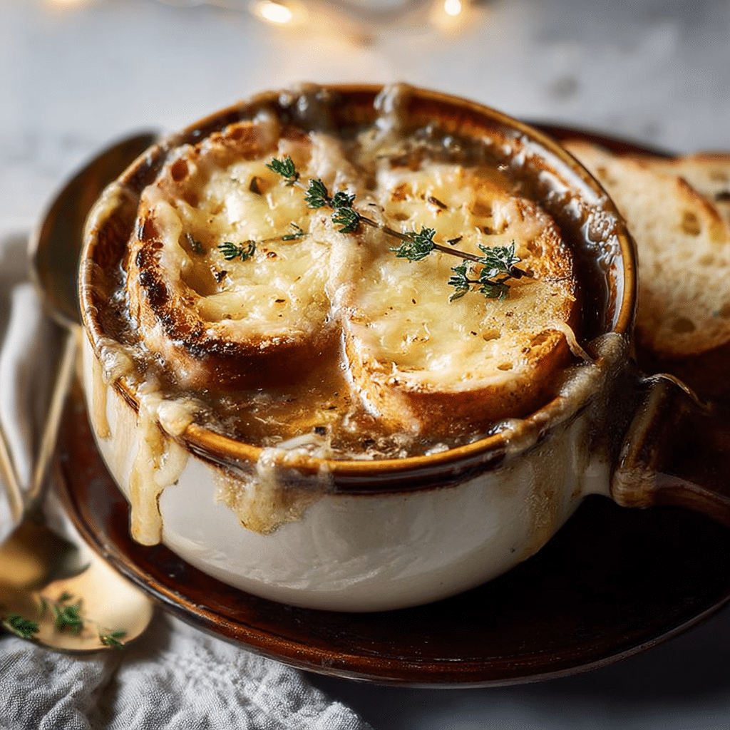 French Onion Soup with Gruyere and Baguette - Eazy Dishes