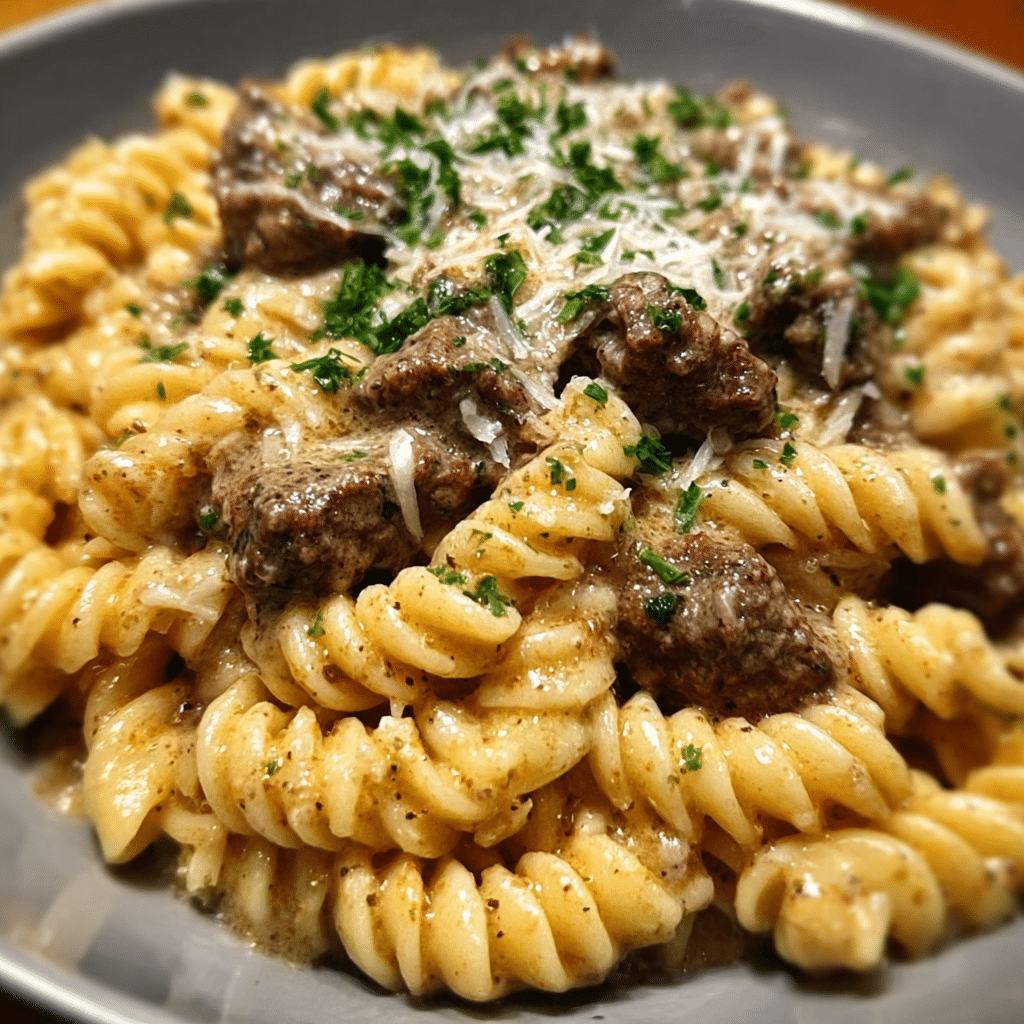 Garlic Parmesan Beef and Rotini - Eazy Dishes